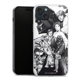 DeinDesign iPhone 15 Plus Handy Slim Case Silikon Handyh&uuml;lle transparent H&uuml;lle extra d&uuml;nn Star Wars Official Licensed Product Darth Vader Silikon Slim Case