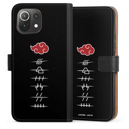 DeinDesign Xiaomi Mi 11 Lite 5G Handy Klapph&uuml;lle Handyh&uuml;lle aus Kunst Leder schwarz Flip Case Naruto Shippuden Official Licensed Product Akatsuki Sideflip mit 