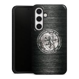 DeinDesign Galaxy S24 Handy Panzer Handyh&uuml;lle robuste Outdoor H&uuml;lle Schutzh&uuml;lle gl&auml;nzend Eintracht Braunschweig Logo Official Licensed Product Tough Case