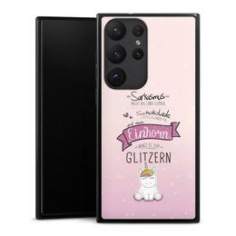 DeinDesign Galaxy S23 Ultra Handy Silikon H&uuml;lle Case schwarz Handyh&uuml;lle Glitzer Statement Einhorn