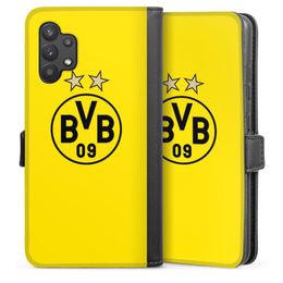 DeinDesign Galaxy A32 4G Handy Klapph&uuml;lle Handyh&uuml;lle aus Kunst Leder schwarz Flip Case Bvb Star Borussia Dortmund Sideflip mit Lasche