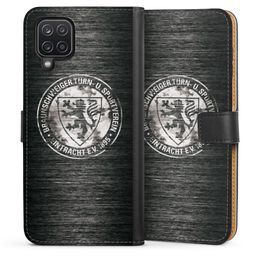 DeinDesign Galaxy A12 Handy Klapph&uuml;lle Handyh&uuml;lle aus Kunst Leder schwarz Flip Case Eintracht Braunschweig Logo Official Licensed Product Sideflip mit langer 