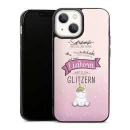 DeinDesign iPhone 13 Mini Handy Slim Case extra d&uuml;nn Silikon Handyh&uuml;lle schwarz H&uuml;lle Glitzer Statement Einhorn Silikon Slim Case