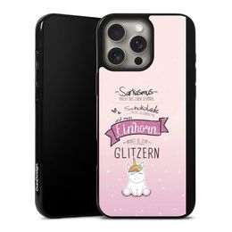 DeinDesign iPhone 16 Pro Max Handy Silikon H&uuml;lle Case schwarz Handyh&uuml;lle Glitzer Statement Einhorn