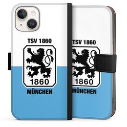 DeinDesign iPhone 14 Handy Klapph&uuml;lle Handyh&uuml;lle aus Kunst Leder schwarz Flip Case Official Licensed Product Coat Of Arms Tsv 1860 M&uuml;nchen Sideflip mit Lasche