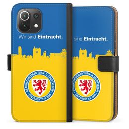 DeinDesign Xiaomi Mi 11 Lite 5G Handy Klapph&uuml;lle Handyh&uuml;lle aus Kunst Leder schwarz Flip Case Eintracht Braunschweig Official Licensed Product Logo Sideflip mit 