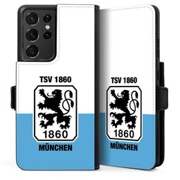 DeinDesign Galaxy S21 Ultra 5G Handy Klapph&uuml;lle Handyh&uuml;lle aus Kunst Leder schwarz Flip Case Official Licensed Product Coat Of Arms Tsv 1860 M&uuml;nchen Sideflip mit