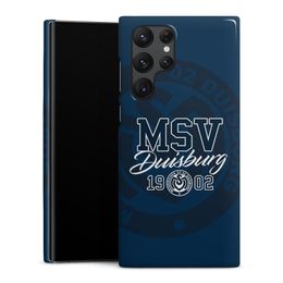DeinDesign Galaxy S22 Ultra Handy Premium Case Smartphone Handyh&uuml;lle Schutzh&uuml;lle gl&auml;nzend Soccer Merchandise Msv Duisburg Premium Case