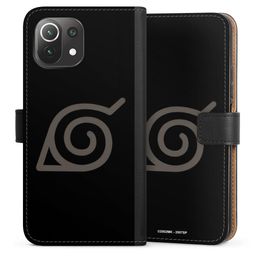 DeinDesign Xiaomi Mi 11 Lite 5G Handy Klapph&uuml;lle Handyh&uuml;lle aus Kunst Leder schwarz Flip Case Naruto Shippuden Konoha Logo Sideflip mit langer Lasche