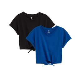 WE Fashion T-Shirt M&auml;dchen Gr&ouml;&szlig;e 134/140 dunkelblau / schwarz