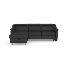 Sit & More sit&more Ecksofa &raquo;Freetown L-Form&laquo; inklusive Kopfteilverstellung und komfortablem Federkern schwarz B/H/T: 257cm x 84cm x 166cm, NaturLEDER , 