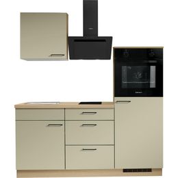 KOCHSTATION K&uuml;chenzeile &raquo;KS-Solmera&laquo; Breite 180cm, vormontiert, wahlweise mit E-Ger&auml;ten beige B/H/T: 180cm x 207cm x 60cm, ohne E-Ger&auml;te, 