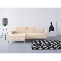 OTTO home Ecksofa &raquo;Fresh L-Form&laquo; Federkern, wahlweise Kopfteilverstellung und motorischer Vorziehsitz beige 100% Polyester B/H/T: 281cm x 79cm x 185cm