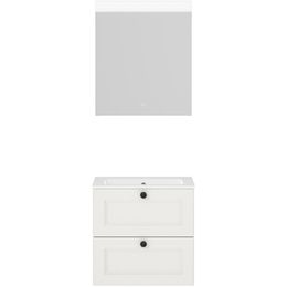 Nobilia Badm&ouml;bel-Set &raquo;Cascada&laquo; Set, mit Waschbecken, inkl. beleuchtetem Spiegel mit Touch-Sensor, 2 Stk. tlg. wei&szlig; B/H/T: 61cmcm x 169cmcm x 48,7cmcm