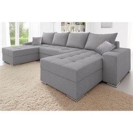 Collection AB Wohnlandschaft &raquo;Josy XL U-Form, Breite: 313 cm&laquo; Schlaffunktion, Bettkasten & 2 Zierkissen, Federkern 100% Polyester B/H/T: 313cm x 84cm 