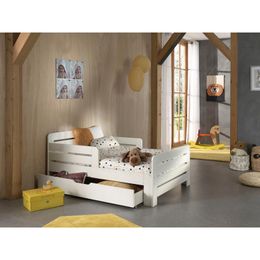 Vipack Einzelbett Packung, Made in Europe, Kinderbett, L&auml;nge 140 bzw. 160 und 200 cm, in Wei&szlig; oder Grau lackiert wei&szlig; Bezugsstoff: 59% Polyester, 41% 