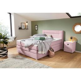 Jockenh&ouml;fer Boxspringbett &raquo;Carmen&laquo; mit Bettkasten und Topper, erh&auml;ltlich in 120 & 140cm Breite rosa Strukturstoff, Liegefl&auml;che B/L: 140cm x 200cm, Gewicht bis: 