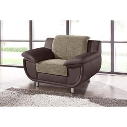 Trendmanufaktur Sessel &raquo;Rondo 3, Loungesessel, Breite 121cm&laquo; wahlweise mit komfortablem Federkern, mit extra breiten Armlehnen braun Luxus-Microfaser 
