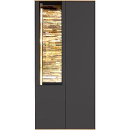 M&auml;usbacher Vitrine &raquo;Faro&laquo; Faro Vitrinenschrank B 81 cm, inkl. Beleuchtung, Push to open Funktion schwarz anthrazitmatt lack / asteiche, B/H/T: 81cm x 180cm x 