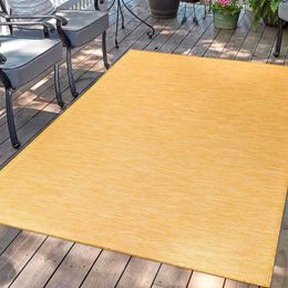 Carpet City Outdoorteppich &raquo;PALM 2778&laquo; rechteckig 5 mm H&ouml;he L&auml;ufer, Wetterfest & UV-best&auml;ndig, f&uuml;r Balkon, Terrasse, K&uuml;che, flach gelb Polypropylen B : 60cm 1 Stk