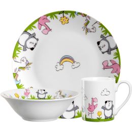 Leonardo Kindergeschirr-Set &raquo;BAMBINI&laquo; Einhorn/Panda/Flamingo bunt Porzellan 3 Stk.
