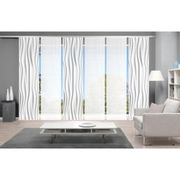 Vision S Schiebegardine &raquo;WELLO 6er SET&laquo; Paneelwagen 6 Stk. tlg. Bambus-Optik, Digital bedruckt grau Polyester 260cm, Paneelwagen, 60cm