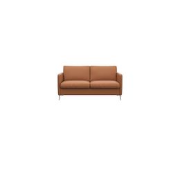 FLEXLUX 2-Sitzer &raquo;Fiore, super Sitzkomfort durch Kaltschaum im Sitz&laquo; schmale Armlehnen, F&uuml;&szlig;e Alu braun 100% Echteder B/H/T: 149cm x 85cm x 92cm, 