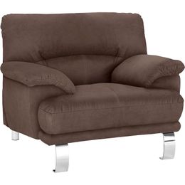 Trendmanufaktur Sessel &raquo;Cecilia II, Loungesessel in italienischem Design&laquo; breite und bequeme Armlehnen braun Microfaser Vintage (100% Polyester);