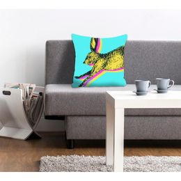queence Dekokissen &raquo;Funny Bunny&laquo; mit einem funkigen Hasen bunt Polyester B/L: 40cm x 40cm, 1 Stk.