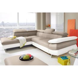 COTTA Ecksofa &raquo;Solution L-Form&laquo; mit Arm- & Kopfteilverstellung, wahlweise mit Schlaffunktion wei&szlig; B/H/T: 262cm x 73cm x 228cm, Kunstleder SOFTLUX , 