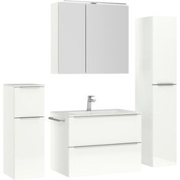 Nobilia Badm&ouml;bel-Set &raquo;Levere&laquo; vormontiert, mit Soft-Close, 4 Stk. tlg. wei&szlig; B/H/T: 160cmcm x 169cmcm x 48,7cmcm, Griffe chrom