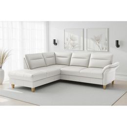 Sit & More sit&more Ecksofa &raquo;Pamela L-Form, Leder, B: 218 cm&laquo; optional Armteilverstellung, Schlaffunktion & Bettkasten grau B/H/T: 218cm x 90cm x 212cm, 