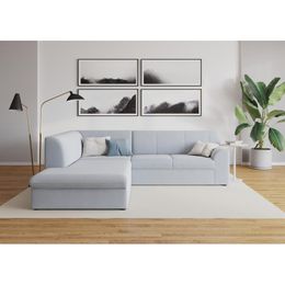 DOMO collection Ecksofa &raquo;Topper zeitlos elegant, kompakte Stellma&szlig;eL-Form&laquo; mit Ottomane, wahlweise mit Schlaffunktion blau B/H/T: 237cm x 78cm x 200cm