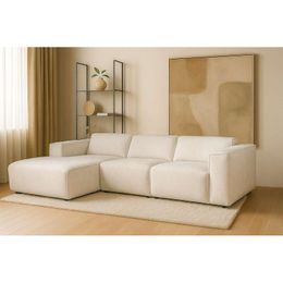 Home Affaire Ecksofa &raquo;Noord mit Kedernaht, Breite 281 cm, L-Form&laquo; Cord, Struktur, Webstoff, mit Wellenunterfederung, Massivholzrahmen beige 94% PES, 6