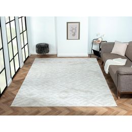 MyFlair Teppich &raquo;My Life, LAGERR&Auml;UMUNG&laquo; rechteckig 10 mm H&ouml;he Kurzflor, Retro-Style, besonders weich durch Microfaser, mit Fransen beige Polyester B : 200cm 1