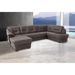 Sit & More sit&more Wohnlandschaft &raquo;Savoni U-Form&laquo; wahlweise mit Schlaffunktion grau NaturLEDER (echtes Rindsleder) in Sitz und R&uuml;cken. Korpus in passendem 