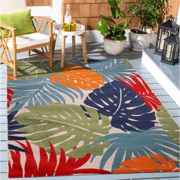Sanat Teppich &raquo;Floral Outdoor, auch als L&auml;ufer und Rund&laquo; rechteckig 6 mm H&ouml;he In- und Outdoor geeignet, florales Design, Balkon, Terasse bunt Kunstfaser B :
