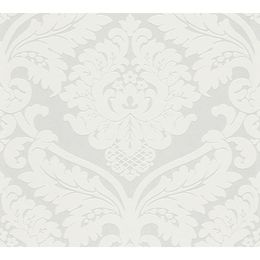 Livingwalls living walls Vliestapete &raquo;Flock&laquo; Barock Ornament Tapete Barock wei&szlig; Vinyl, Vlies B/L: 0,53m x 10,05m