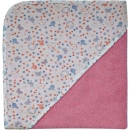 W&ouml;rner Kapuzenhandtuch &raquo;Vogel koralle Kapuzenbadetuch 100/100&laquo; obere Lage der Kapuze aus bedrucktem Single-Jersey orange Frottee, Frottier B/L: 100cmx100cm, 