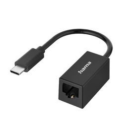 Hama USB-Adapter &raquo;Netzwerk-Adapter USB-C-Stecker-LAN/Ethernet-Buchse Gigabit Ethernet&laquo; USB-C zu RJ-45 (Ethernet) 15 cm schwarz Optimierter Knickschutz 