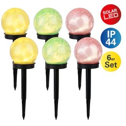 N&auml;ve n&auml;ve LED Solarleuchte &raquo;Aura&laquo; LED-Modul 1 Stk. Warmwei&szlig; 6er Set Dekoerdspie&szlig; gr&uuml;n / gelb / rot, LED warmwei&szlig;, Schiebeschalter bunt 6, &Oslash; 10cm H: 34cm, 1