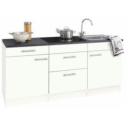 Optifit K&uuml;chenzeile &raquo;Mini&laquo; Breite 180 cm, mit Glaskeramik-Kochfeld, mit Arbeitsplatte wei&szlig; B/H/T: 180cm x 85cm x 60cm