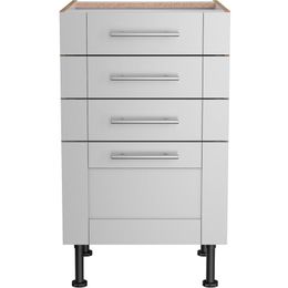 KOCHSTATION Unterschrank &raquo;KS-Ahus&laquo; Breite 50 cm grau wildeiche Nachbildung, B/H/T: 50cm x 87cm x 58,4cm, Schubladen: 4 Stk.