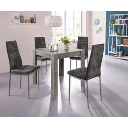 OTTO home Essgruppe Set, 5 Stk. tlg. Tischgruppe f&uuml;r kleine R&auml;ume grau B/H/T: 80cm, Microfaser