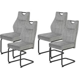 Hela Esszimmerstuhl &raquo;Linda S Schwingstuhl&laquo; (Set) 4 Stk.mit Taschenfederkern Sitz, mit 140KG belastbar, Freischwinger grau Metall, Polyester, Stoff B/H