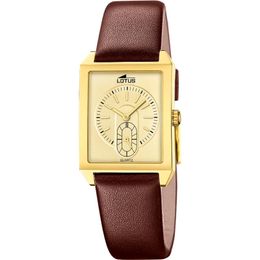 Lotus Unisex Quarzuhr &raquo;Square Series&laquo; Armbanduhr, Damenuhr, Herrenuhr, Lederarmband, analog braun Einheitsgr&ouml;&szlig;e