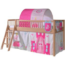 Vipack Spielbett &raquo;Forrest, Absturzschutz mit Sprossen-Optik, Pfostenst&auml;rken ca. 50x50mm&laquo; Buche natur lackiert, stabil und hochwertig gebaut, inkl. Lattenrost