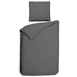 Wendebettw&auml;sche &raquo;Diamante&laquo; 2 Stk. kariert, hochwertiges Mako-Satin, Bettw&auml;sche ab 135x200 cm. schwarz Mako-Satin, Obermaterial: 100% Baumwolle B/L: 