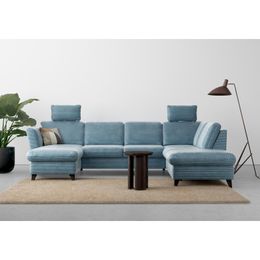 Home Affaire Wohnlandschaft &raquo;Trelleborg U-Form&laquo; optional Schlaffunktion und Bettkasten, inkl. Federkern-Polsterung blau 100% Polyester B/H/T: 307cm x 