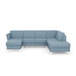 Sit & More sit&more Wohnlandschaft &raquo;Visby U-Form&laquo; Wahlweise mit Schlaffunktion und Stauraum, frei im Raum stellbar blau B/H/T: 303cm x 87cm x 213cm, Soft clean, 